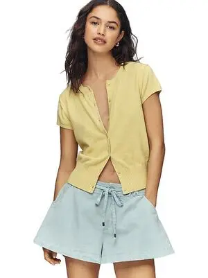Maeve Coco Short-sleeve Cardigan - Chartreuse