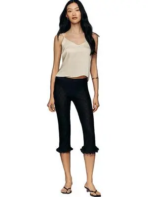 Anthropologie Ruffle Capri Pants - Black