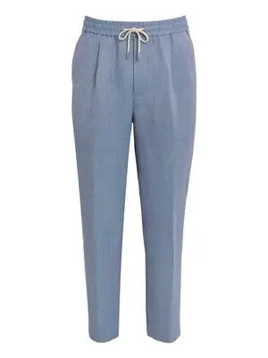 JACOB COHЁN Linen Drawstring Trousers - Blue