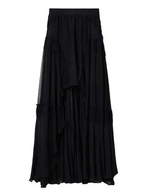 ALLSAINTS Ruched Asymmetric Maxi Skirt - Black