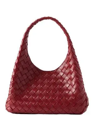 Bottega Veneta Campana Small Intrecciato Leather Shoulder Bag Red