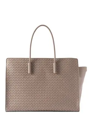 Bottega Veneta Intrecciato Leather Tote Gray
