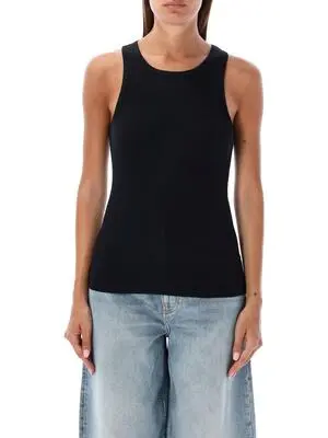 GANNI Ribbed Tank Top - Black