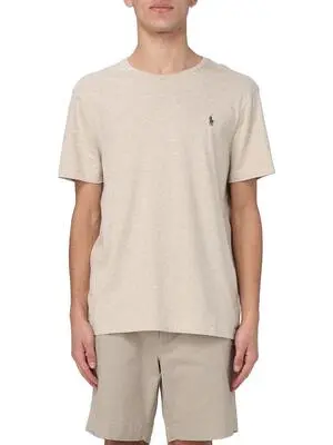 Polo Ralph Lauren Slim Fit Cotton T-shirt With Embroidered Logo And Crew Neck Beige