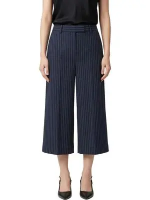 LARDINI Lardini Striped Linen Blend Cropped Trousers