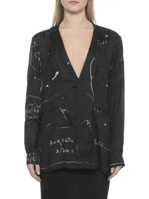 Rick Owens Printed Cotton Blend Long Sleeve Shirt - White