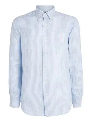 Polo Ralph Lauren Linen Custom-fit Stripe Shirt - Blue