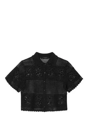 ALLSAINTS Crochet Kyra Polo Shirt - Black