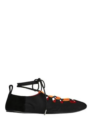 Alaïa Foldable Lace-up Ballerinas - Black