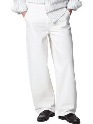 Ami Cotton Denim Wide Leg Trousers White
