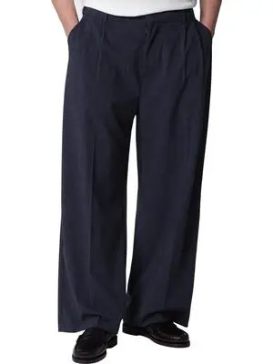 THESTROY Viscose Blend Trousers - Blue