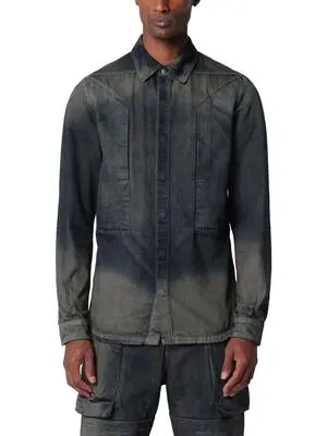 Rick Owens Fogpocket Shirt In Grey Degradé Denim - Multicolor