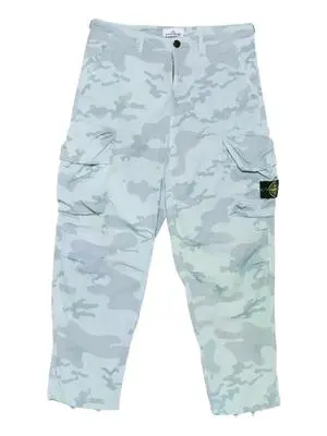 Stone Island Camouflage Print Cargo Trousers - Blue