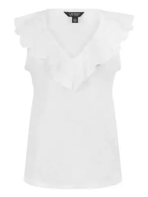 RALPH LAUREN Ruffled V-Neck T-Shirt