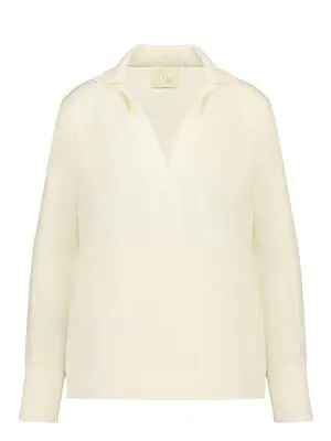 PAULA Silk Satin V-neck Top - Cream