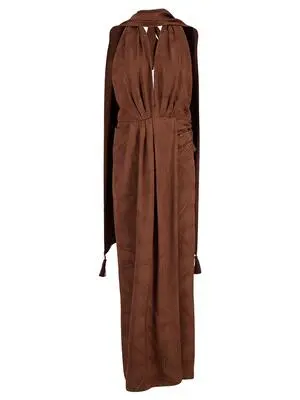 Johanna Ortiz Palm Jacquard Viscose Halter-neck Dress - Brown