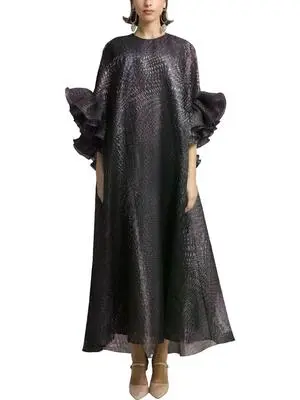 GEMY MAALOUF Ruffled-sleeves Maxi Kaftan - Red