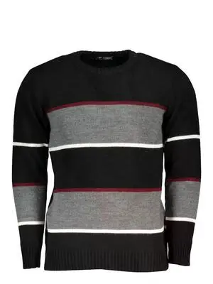U.S. Grand Horizontal-stripe Crew-neck Sweater - Black
