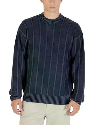 BOSS Vertical-Stripe Textured-Knit Sweater