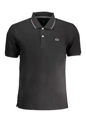 LA MARTINA Logo-embroidered Polo Shirt - Black