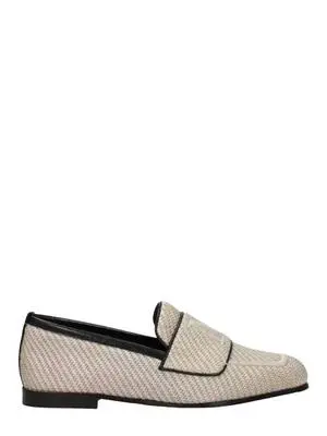 MAX MARA Woven Leather-Trim Loafers