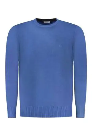 COVERI MOVING Logo-embroidered Crew Neck Sweater - Blue