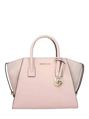 Michael Kors Leather Tote Bag With Logo Charm Pink