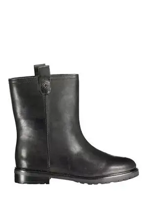 RALPH LAUREN Logo-Plaque Leather Boots