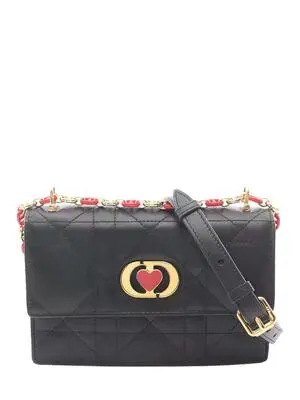 Dior 2010-2026 Mini Lambskin Macrocannage Miss Caro Crossbody Bag - Black
