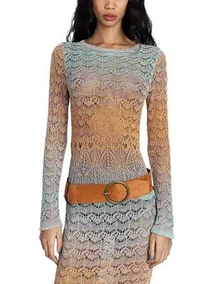 Anna Sui Ombre Space Dye Crochet Top - Sunset