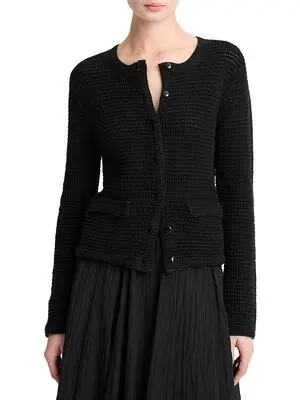 Vince Crochet Cardigan Jacket - Black