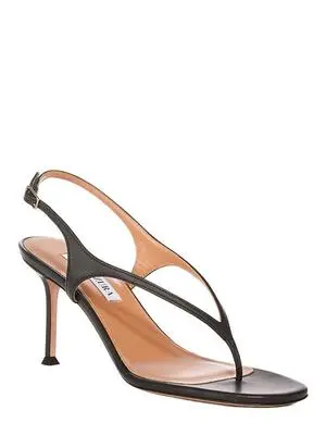 AQUAZZURA Leather Thong Sandals - Espresso