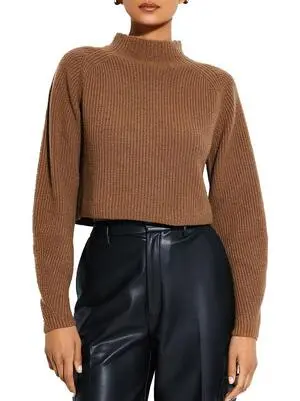 Lapointe Cashmere Silk Cropped Raglan Sweater - Camel