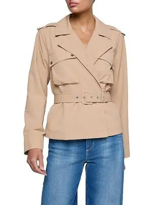 L'Agence Calida Short Windbreaker Trench Jacket - Praline