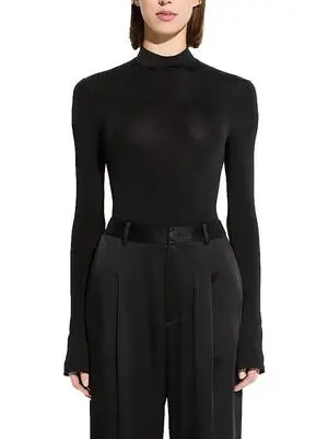 Lapointe Jersey Mock Neck Bodysuit - Black