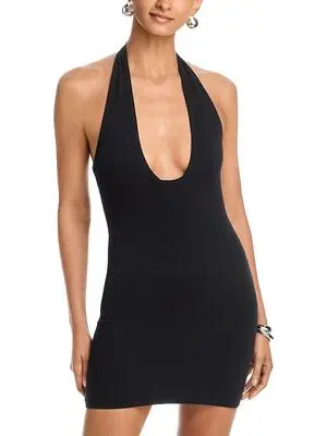 AFRM Karima Halter Neck Mini Dress - Noir