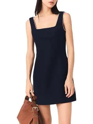 Maje Square Neck Mini Dress - Navy