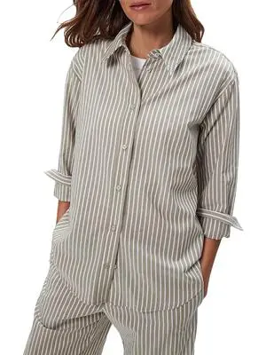 Michael Stars Stripe Carson Button Down Top Olive