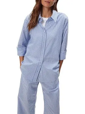 Michael Stars Stripe Carson Button Down Top - Sky
