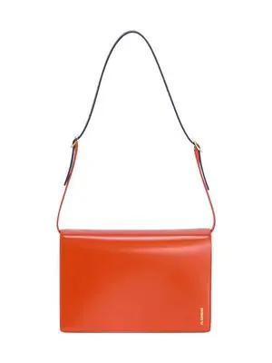 JIL SANDER File Small Leather Shoulder Bag Paprika