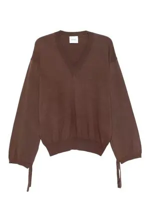 NUDE V-neck Pullover Sweater - Brown