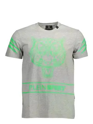 PLEIN SPORT Tiger-print Cotton T-shirt - Grey