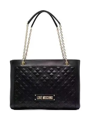 Moschino Logo-lettering Quilted Tote Bag - Black