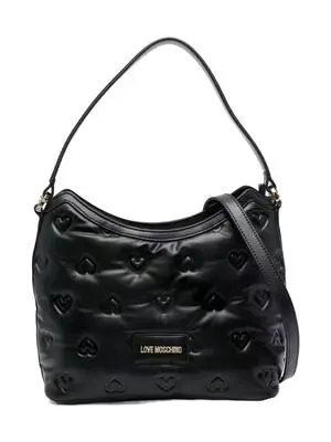 Moschino Heart-embossed Shoulder Bag - Black