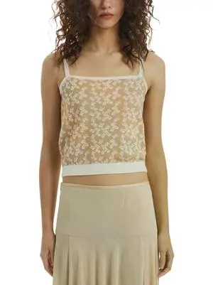 CRUSH COLLECTION Sleeveless Cropped Tank Top - Neutrals