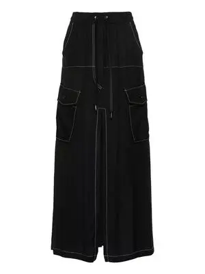 Pinko Contrast-stitching Midi Skirt - Black