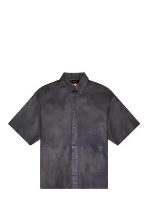DIESEL® S-emin-lth Leather Shirt - Black