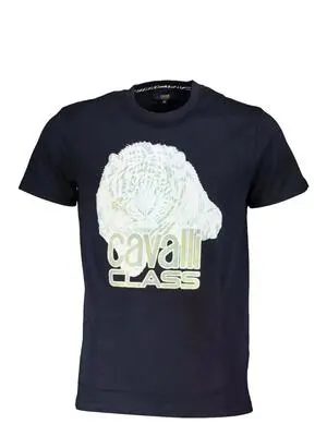 Roberto Cavalli Tiger-print Logo-print T-shirt - Blue