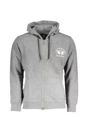 LA MARTINA Logo-embroidered Zip-up Hoodie - Grey