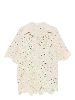 MTL STUDIO Giulia Crochet Shirt - Neutrals